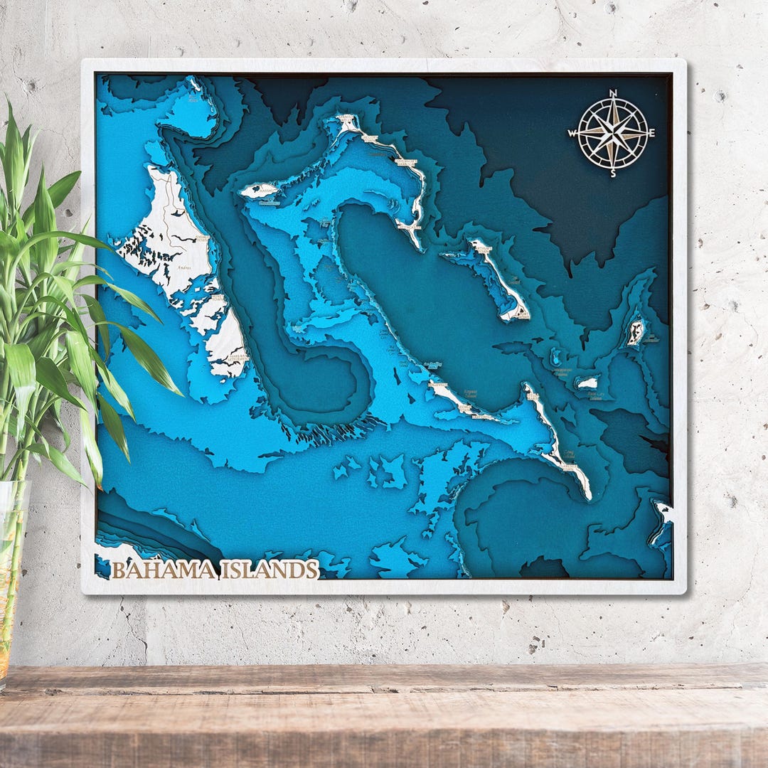 Bahamas 3D Wooden Map - Layered Wood Wall Art of Bahama Islands - Etsy
