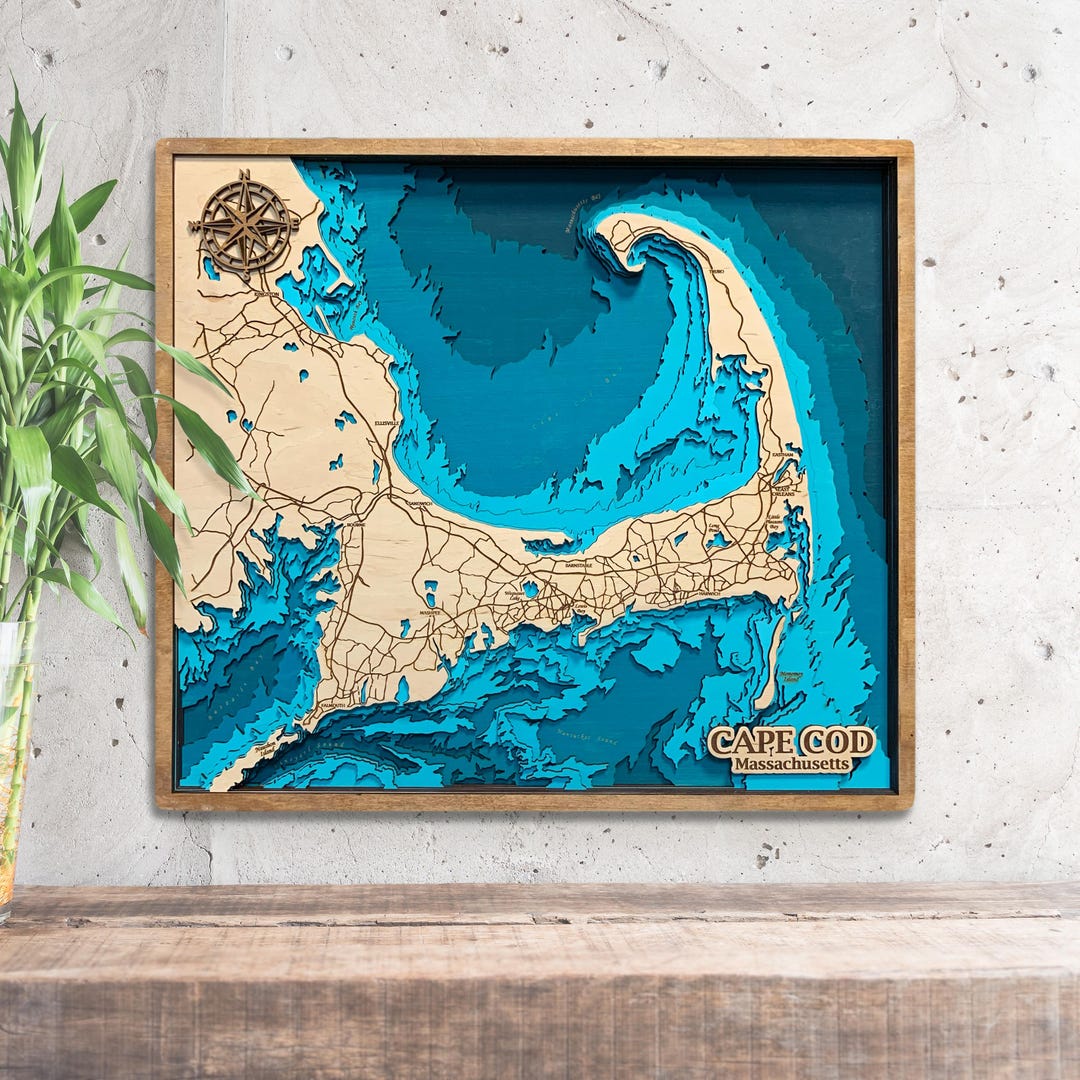 Cape Cod Wood Map 3D With Laser Cut File - Etsy