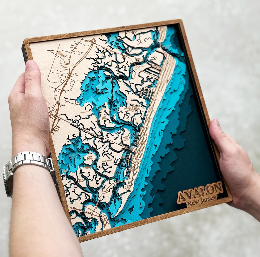 Avalon Stone Harbor Wood Map 3D - Etsy