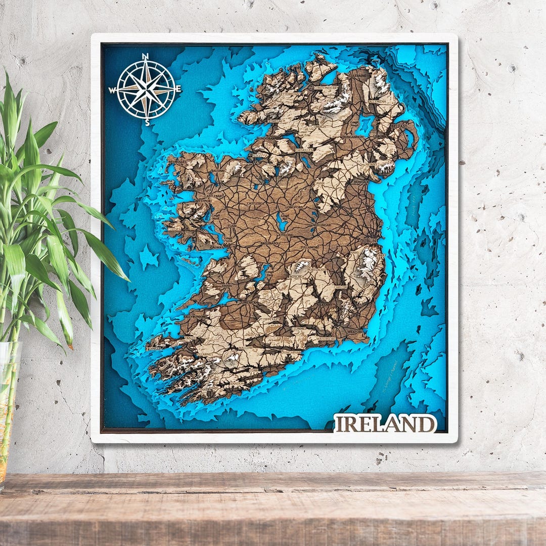 Ireland Map 3D Wooden Irish Wall Art - Etsy