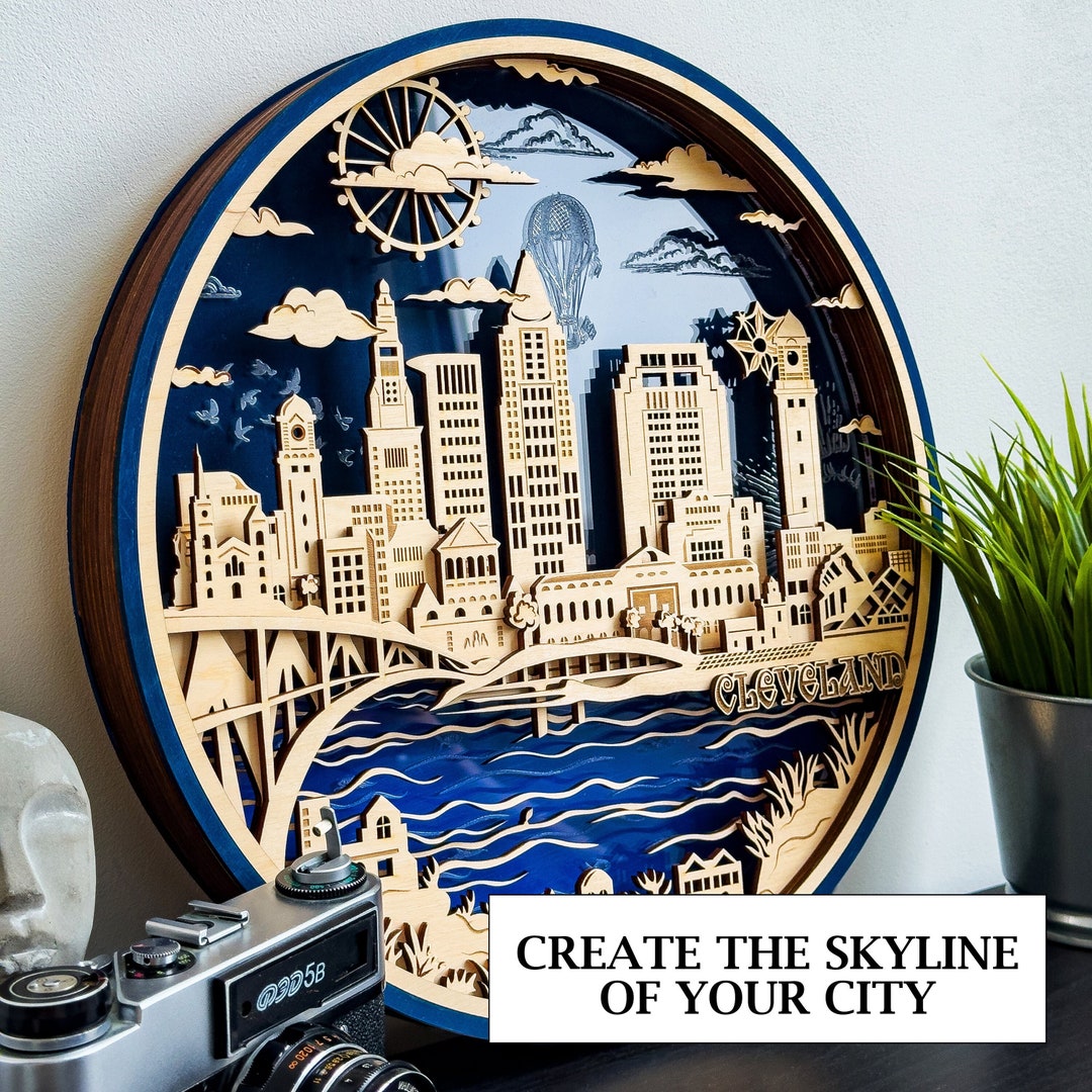 Custom 3D City Skyline Wood Cityscape - Etsy