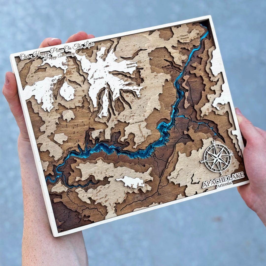 Apache Lake Wood Map 3D - Etsy