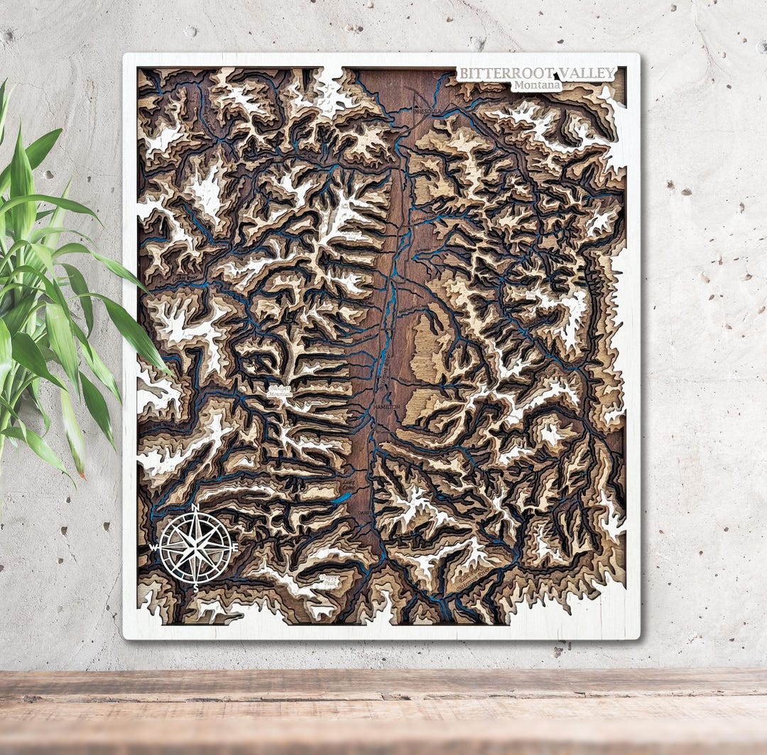 Bitterroot Valley Wood Map 3D - Etsy