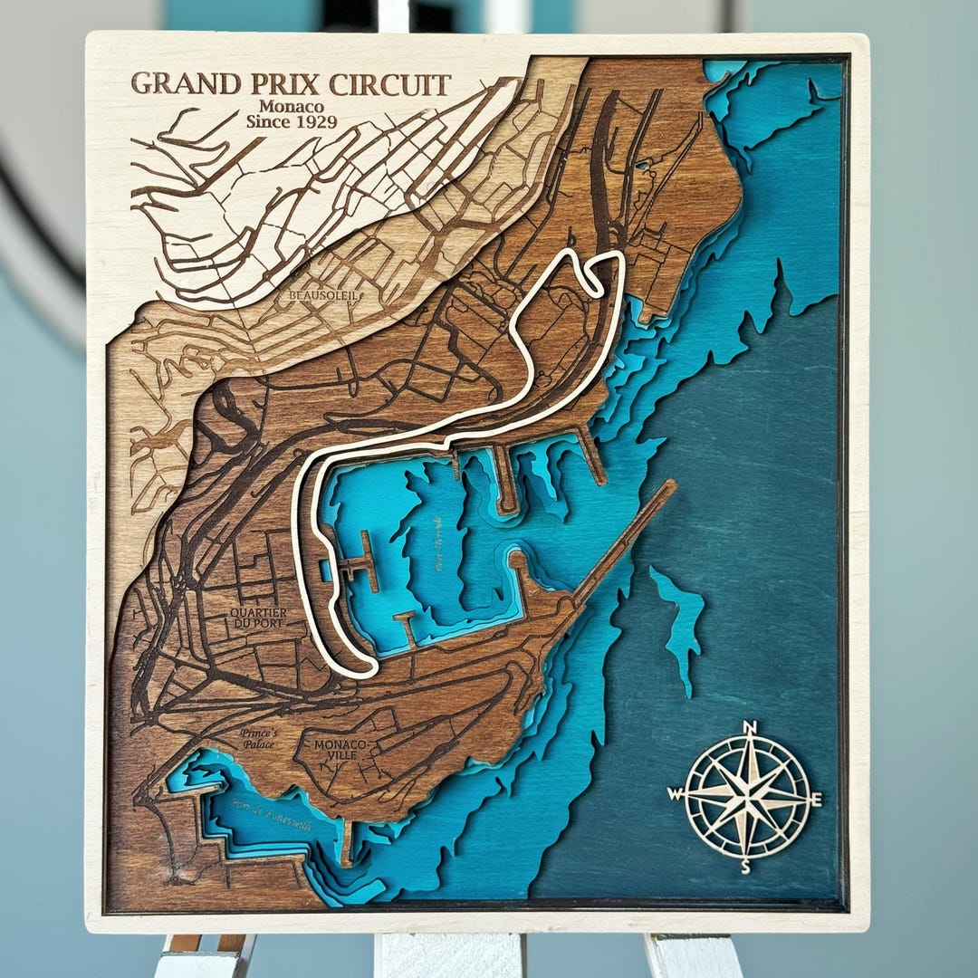 Monaco Grand Prix Circuit Map 3D Wood - Etsy