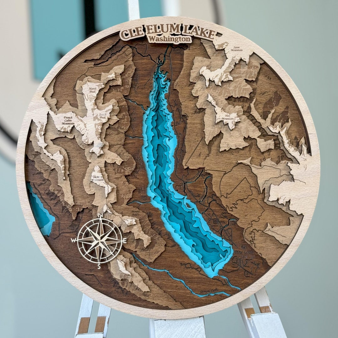 Cle Elum Lake Wooden 3D Map - Etsy