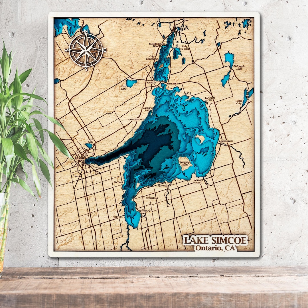 Lake Simcoe Map 3D Wood - Etsy