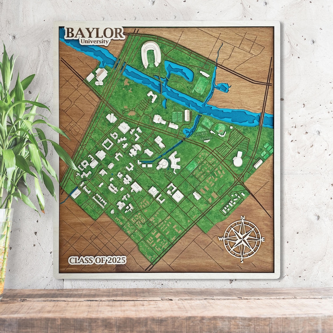 Baylor University Wooden Campus Map Gift - Etsy
