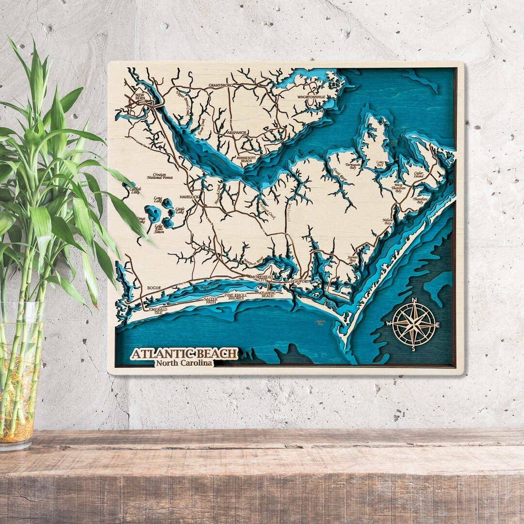 Atlantic Beach Map 3D Wood - Etsy