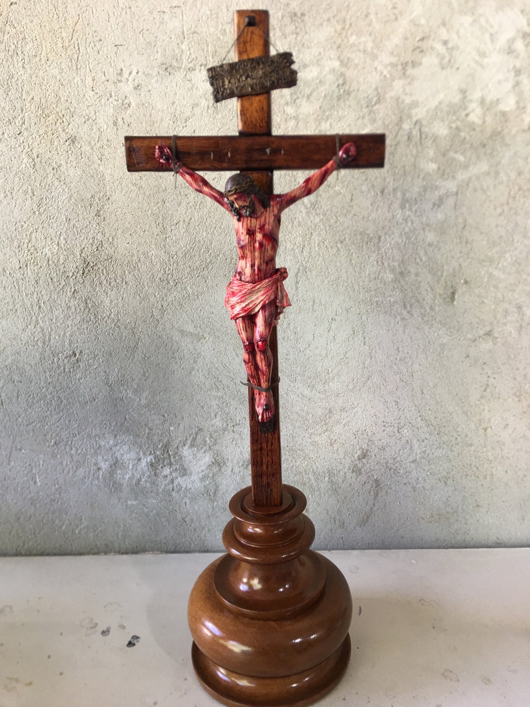 Realistic Crucifix Christ Wound for Meditation, Brown, Table/altar ...