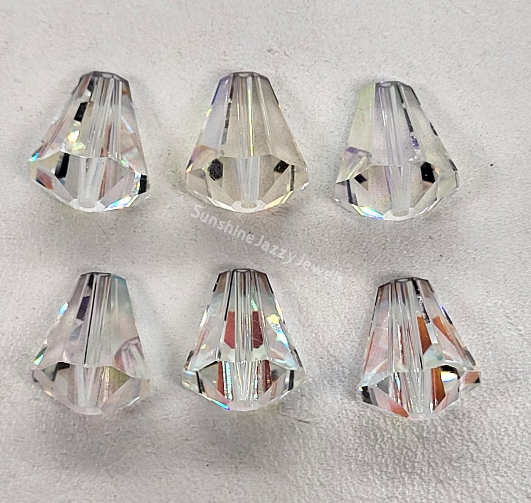 Swarovski Crystal Clear AB Faceted Cone 5400 Beads; 5 Sizes: 6mm, 8mm ...