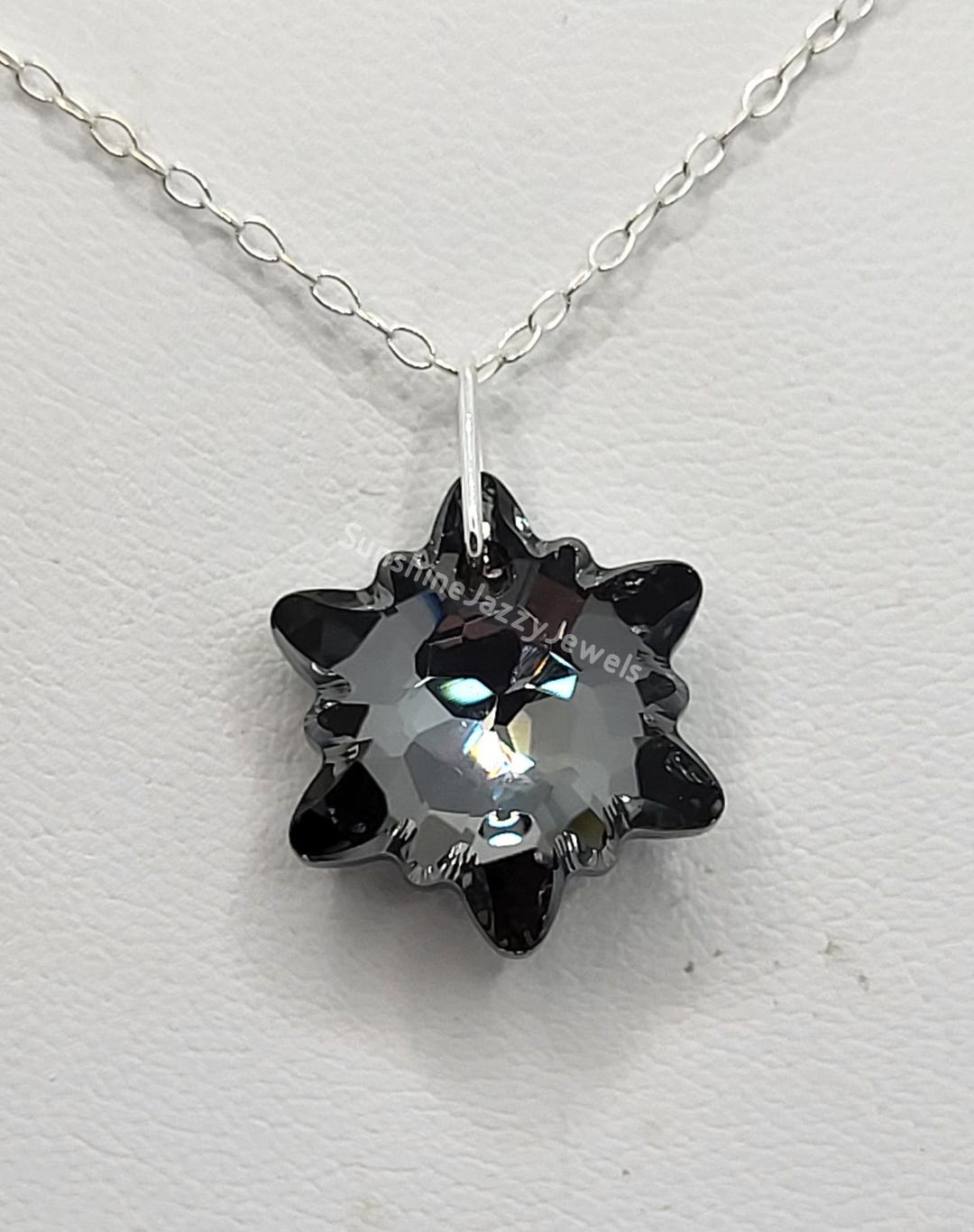 Sterling Silver Swarovski Crystal Silver Night Edelweiss/snowflake ...