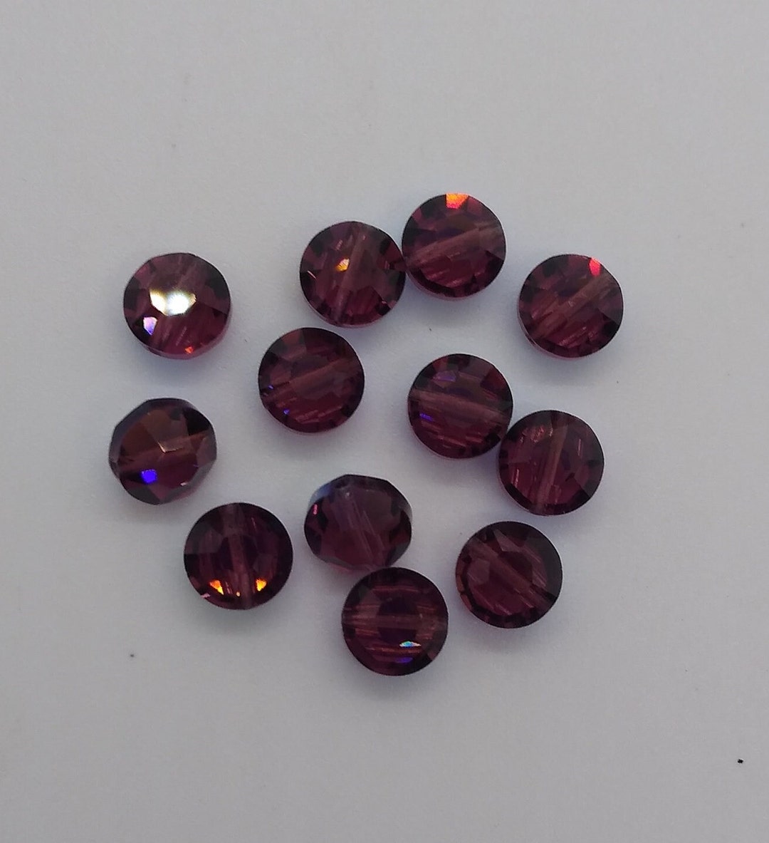 6pc Swarovski Crystal Amethyst AB Lentil 5100 Beads; 7mm, 10mm, 12mm ...