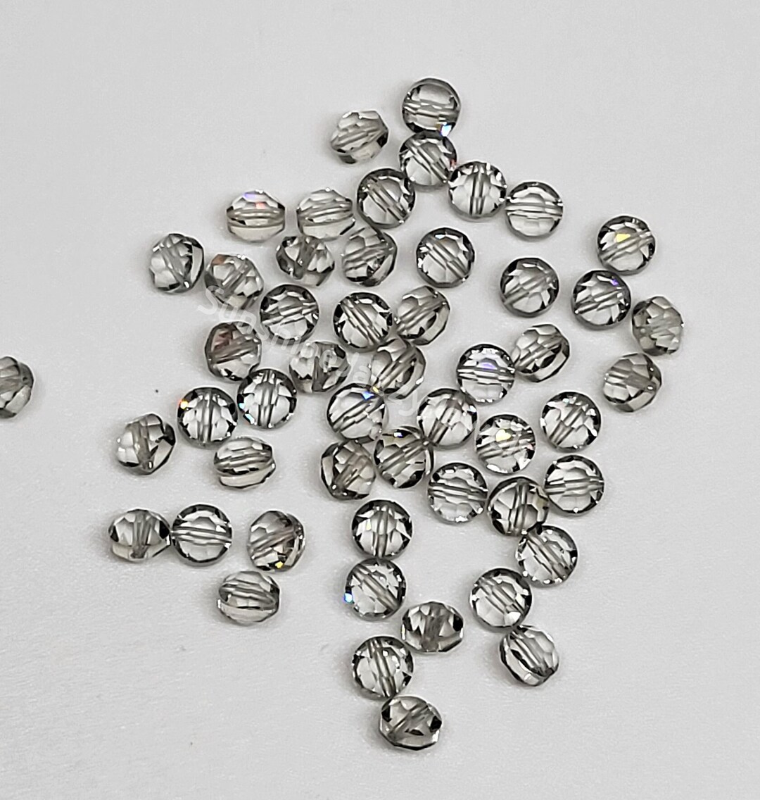 24pc Swarovski Crystal Shadow 5mm Lentil 5100 Beads; Silver Gray; Aka ...