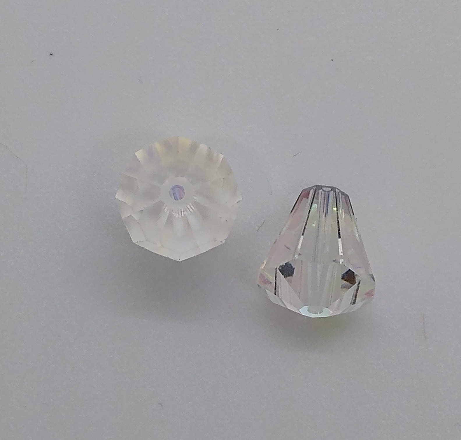 Swarovski Crystal Clear AB Faceted Cone 5400 Beads; 5 Sizes: 6mm, 8mm ...