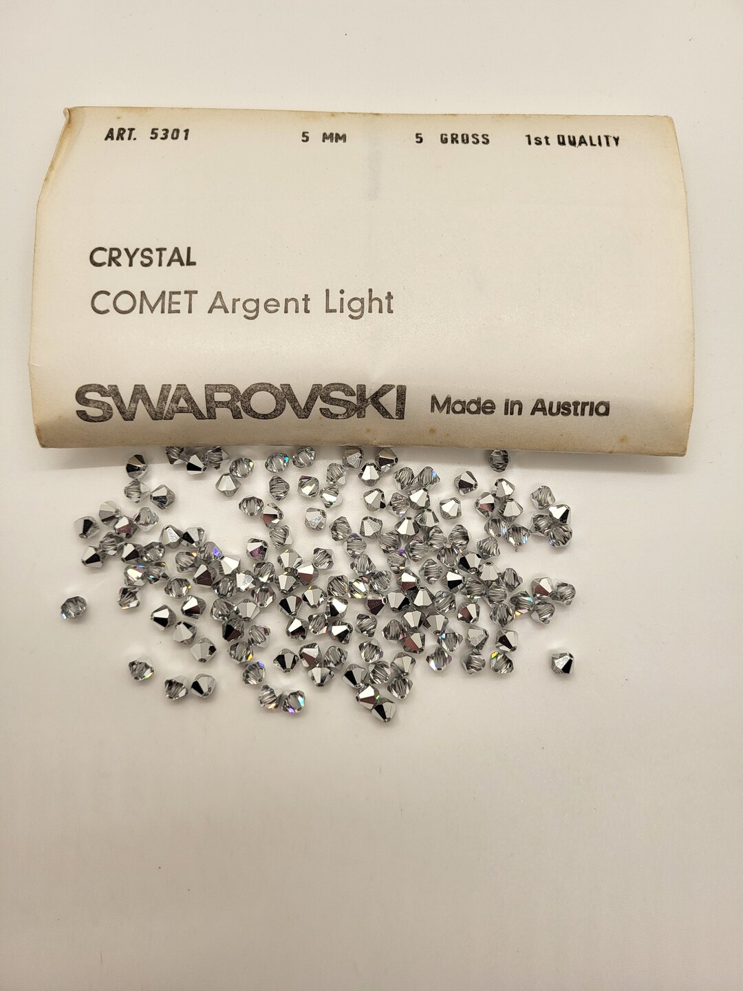 Factory Pack Swarovski Crystal Comet Argent Light 5mm Bicone 5301 Beads ...