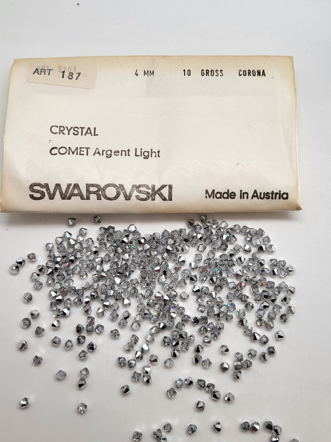 Factory Pack Swarovski Crystal Comet Argent Light CAL 4mm Bicone 5301 ...