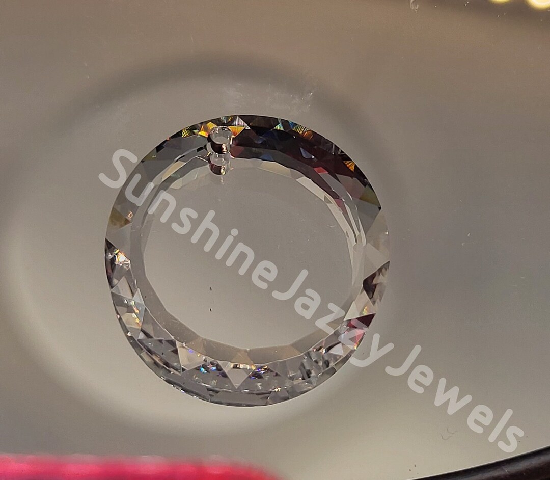 Swarovski Crystal Clear 20mm Round W/ Faceted Edges Pendant 6049 ...
