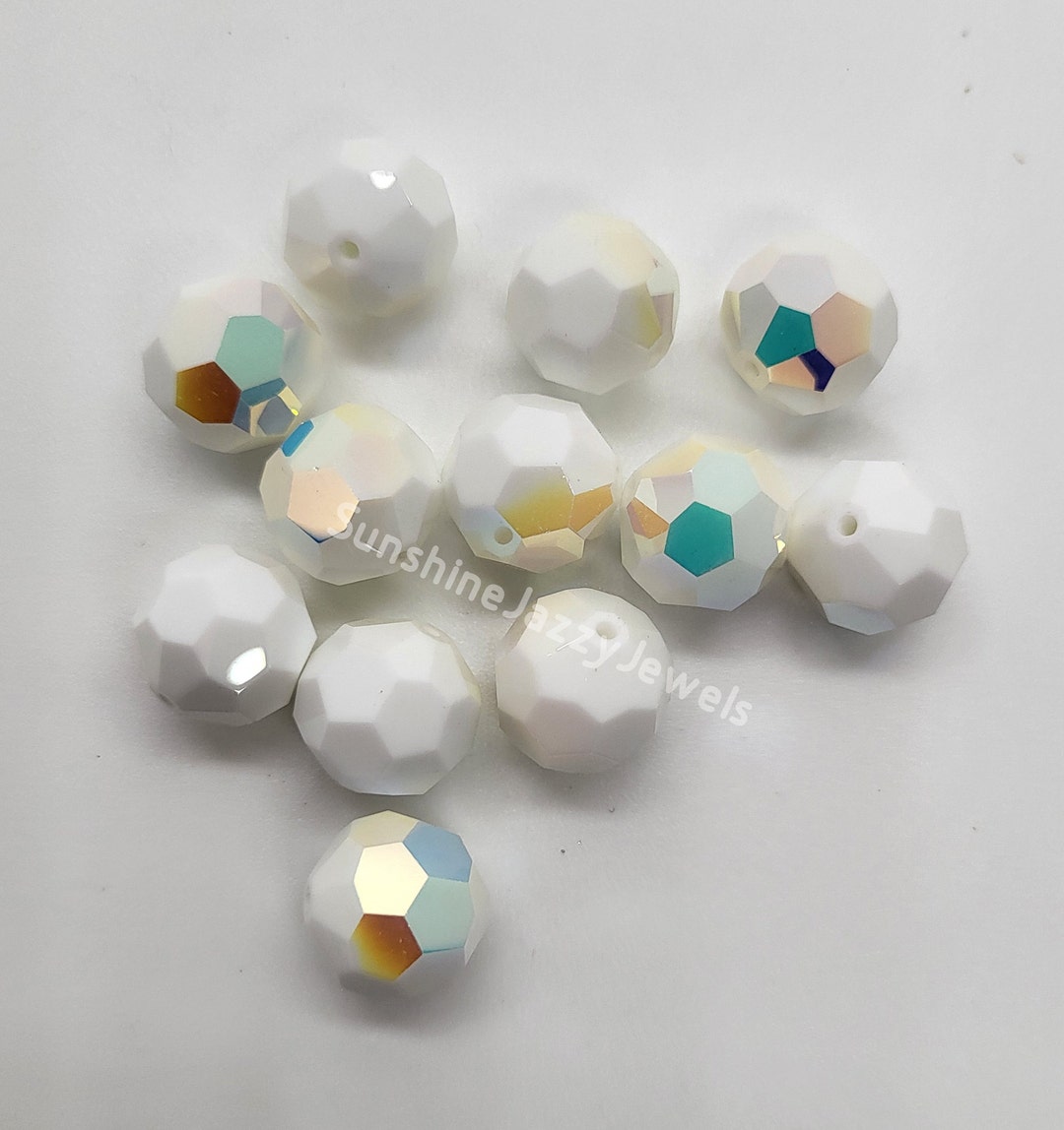 Swarovski Crystal Chalk White AB Faceted Round 5000 Beads; 4 Sizes 6mm ...