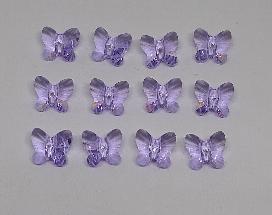 12pc Swarovski Crystal Violet Butterfly 5754 6mm Beads; Center Drilled ...