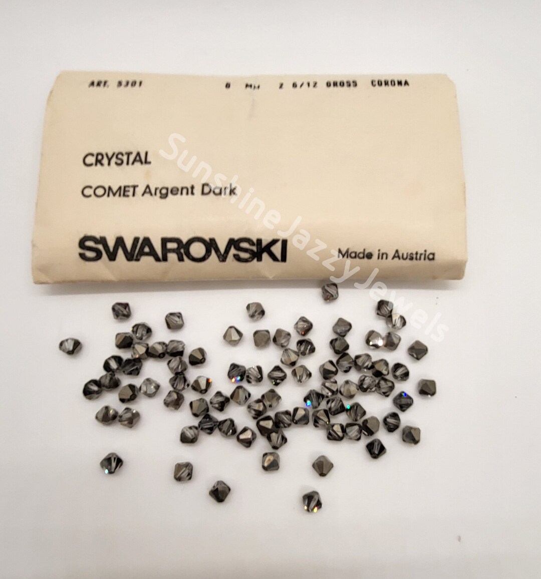 Factory Pack Swarovski Crystal Comet Argent Dark CAD 6mm Bicone Beads ...
