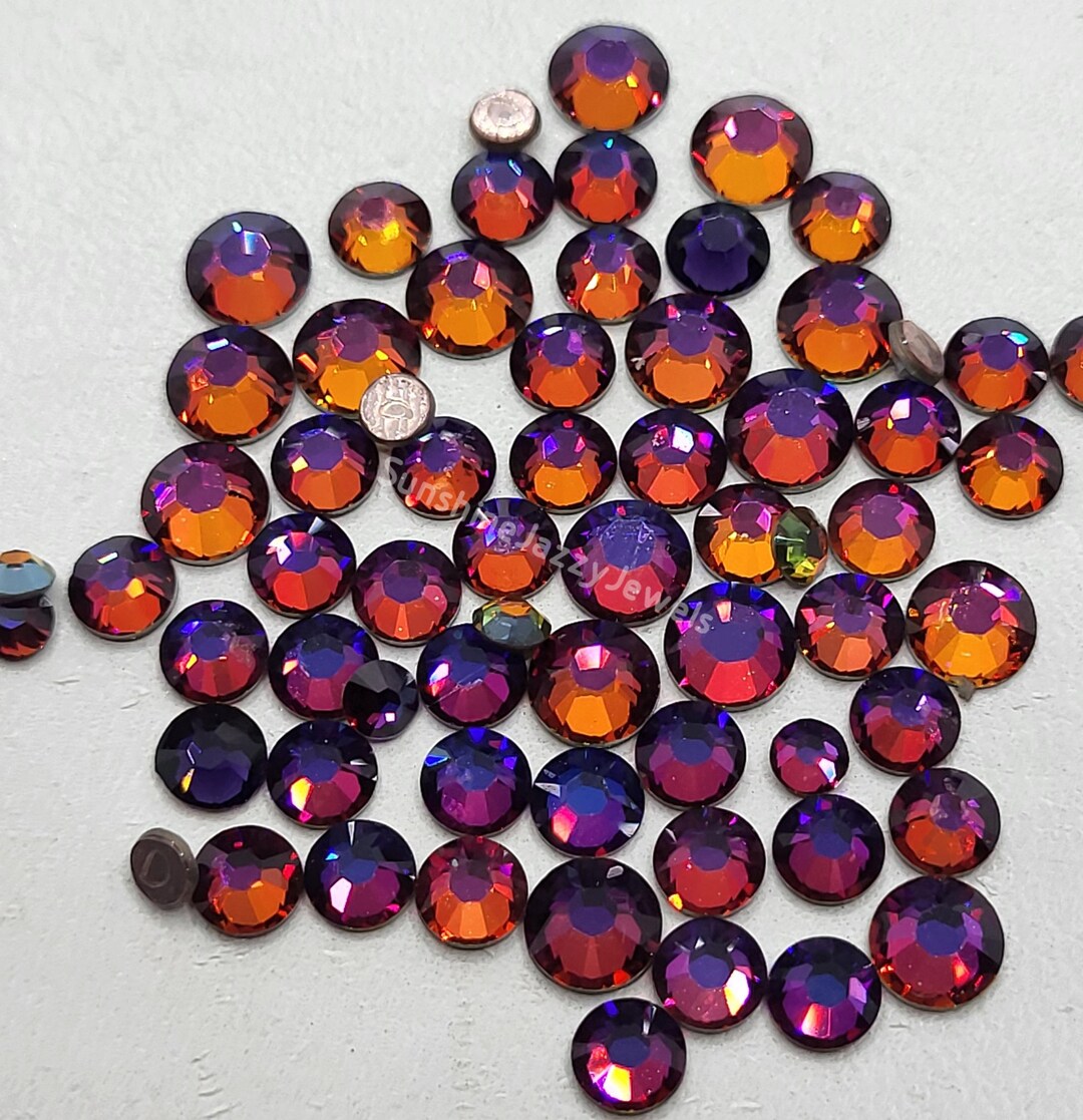 100+pc Swarovski Crystal Volcano Hotfix Round Rhinestones; Mixed Sizes ...