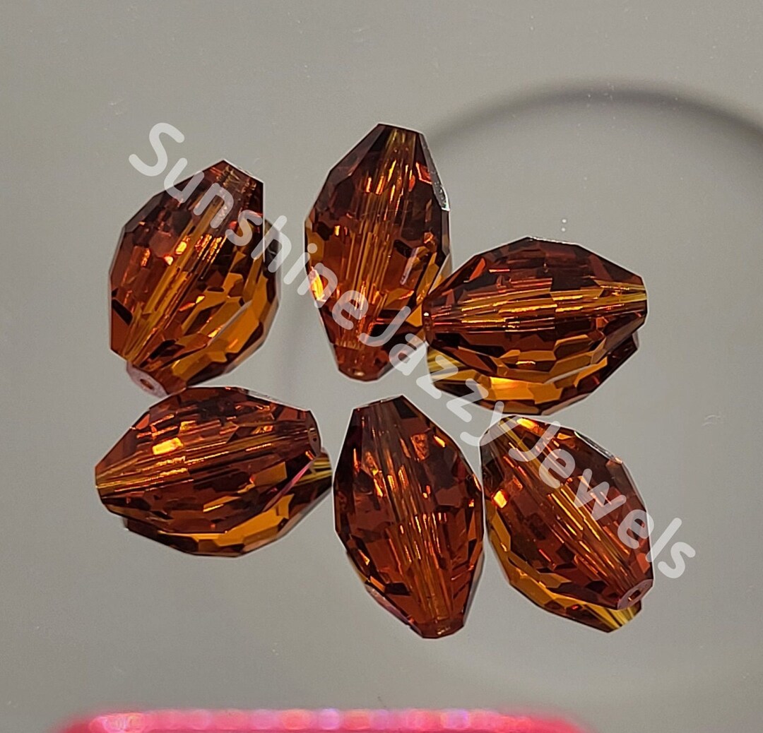 6pc Swarovski Crystal Madeira Topaz Faceted Oval 5200 Beads; 3 Sizes ...