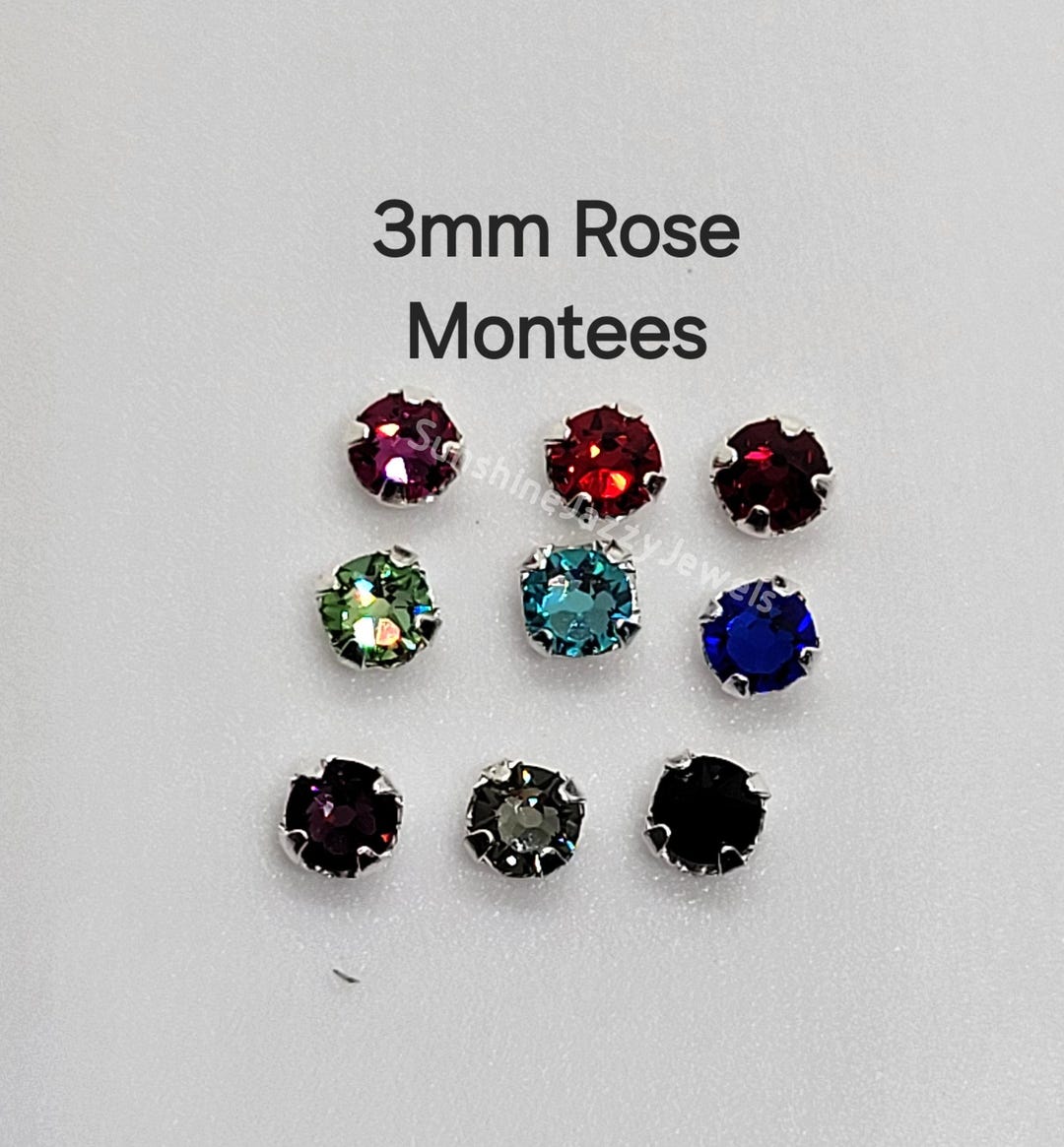 24pc Swarovski Crystal 3mm ss12 Rose Montees Beads Silver Plated ...