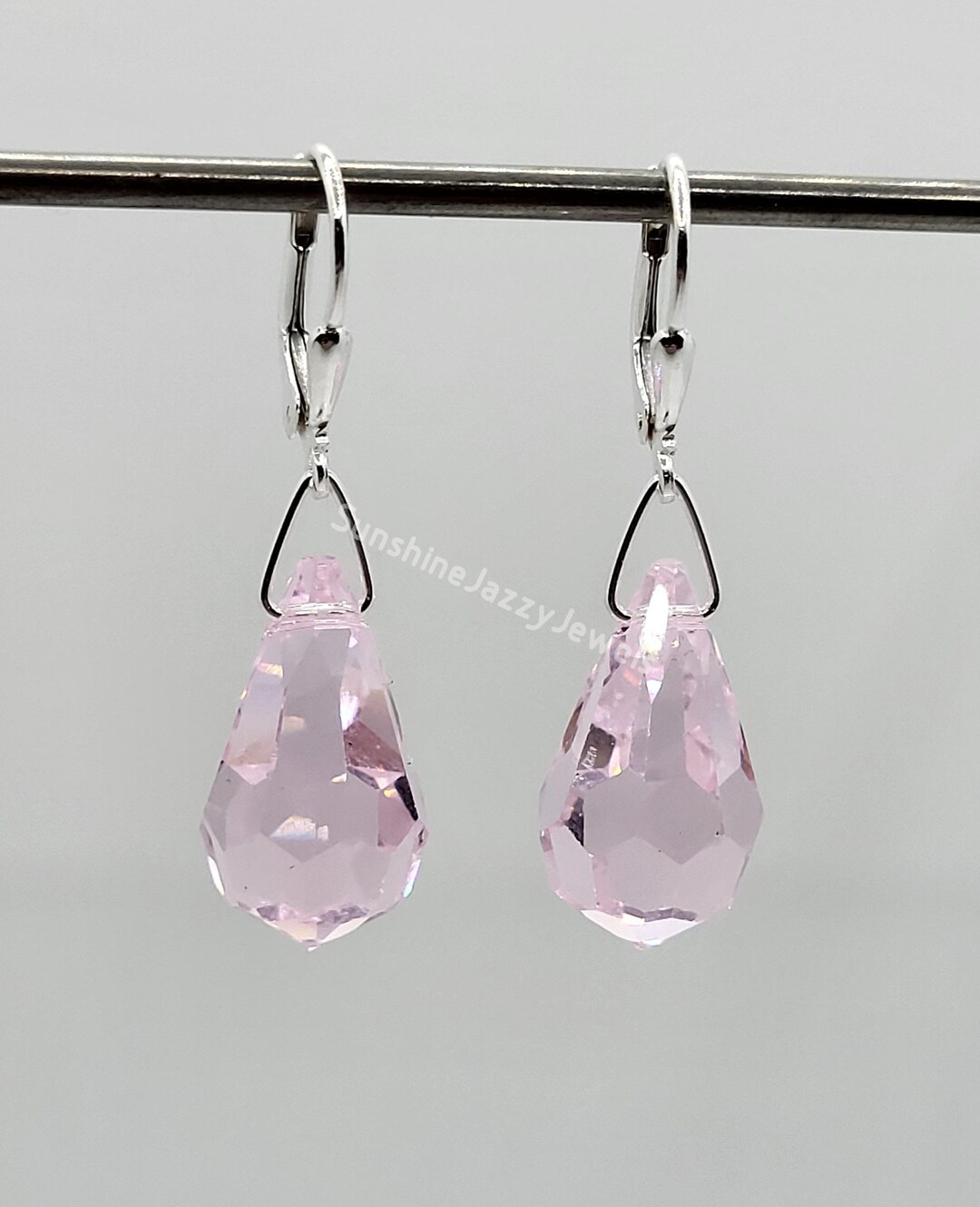 Sterling Silver Swarovski Crystal Light Rose Teardrop Earrings ...