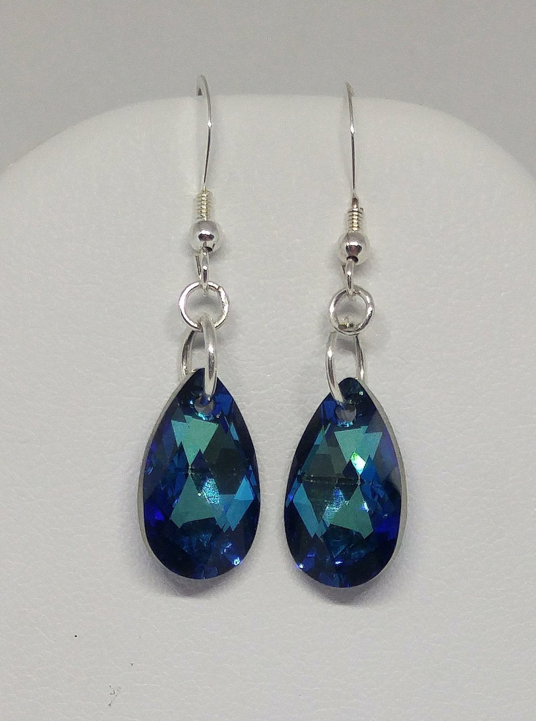 Sterling Silver Swarovski Crystal Bermuda Blue Pear/ Teardrop Pendant ...