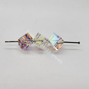 6pc Swarovski Crystal Clear AB Diagonal Cube 5600 Beads; 2 Sizes: 6mm ...