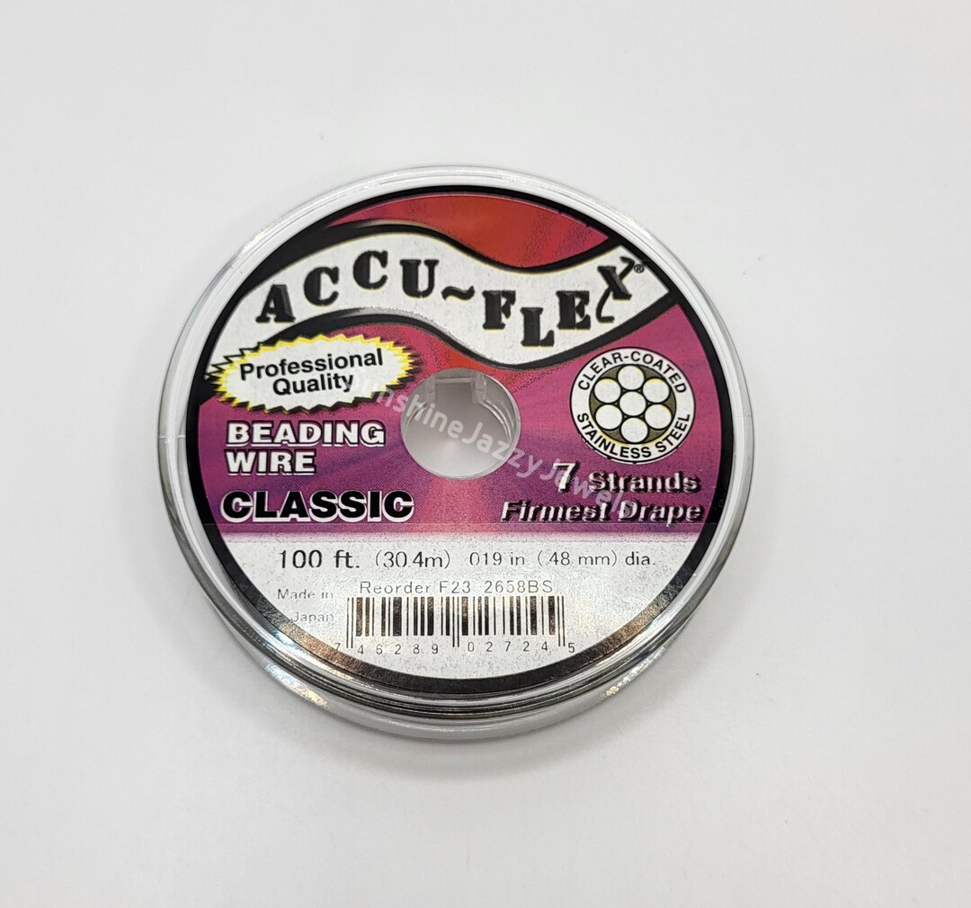 100' Accuflex Beading Wire; Clear Coated Stainless Steel, .019in; Same ...