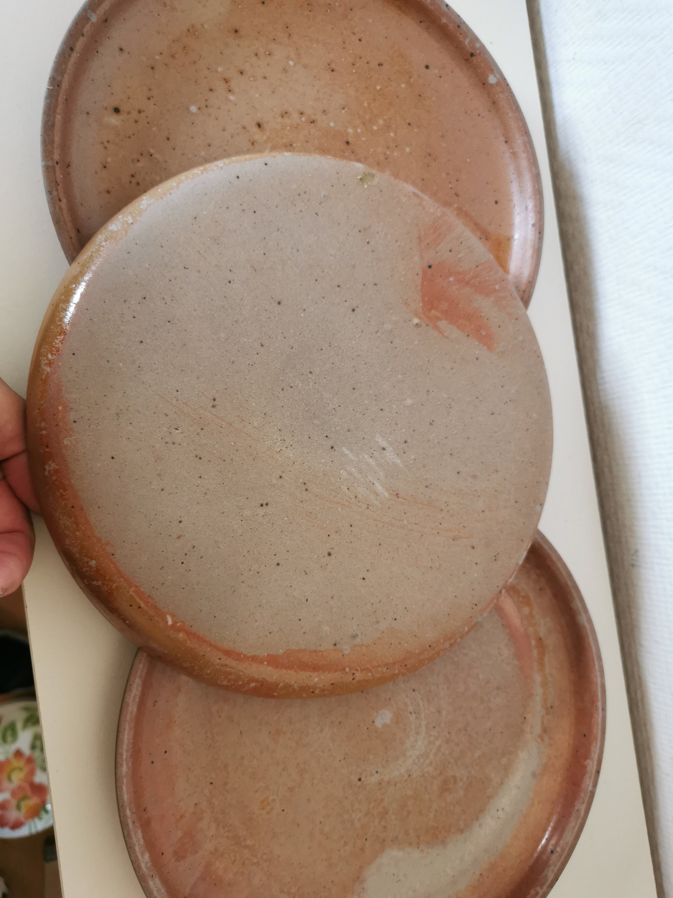 3 Flat Plates / Sandstone / Ceramic / Pottery / Artisanal / - Etsy