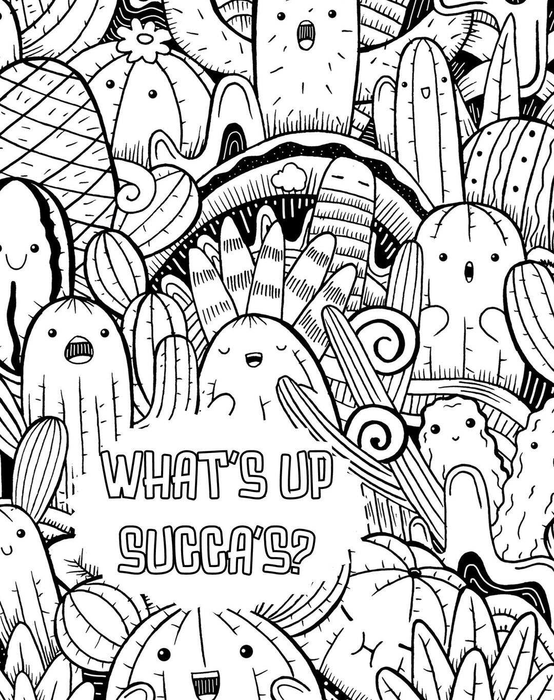 Cactus Pun Coloring Page Printable - Etsy