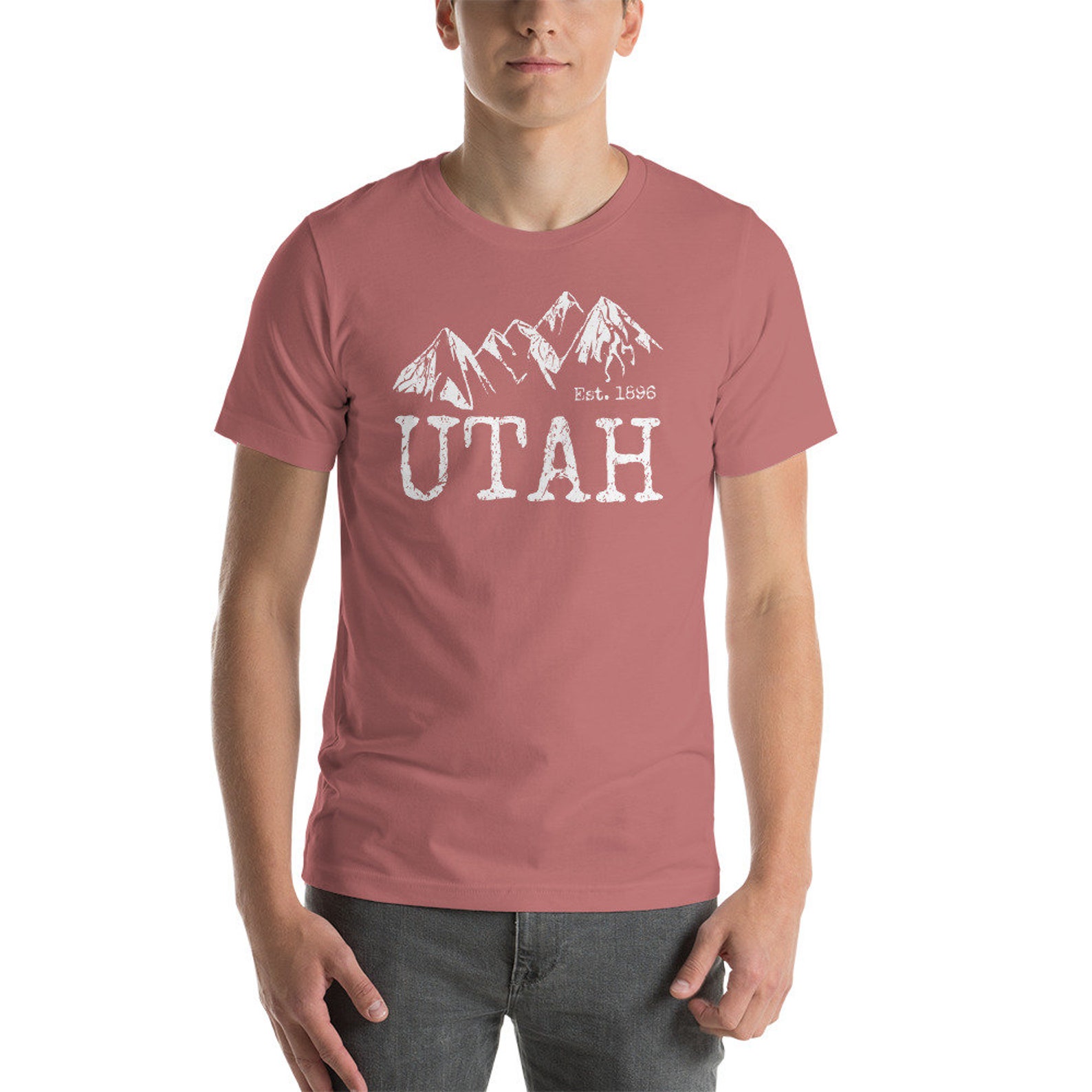 Vintage Utah Distressed Trendy Mountain Home Hiking Est. 1896 Short ...