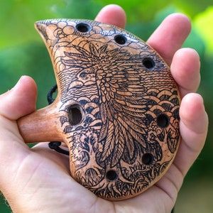 Ceramic Ocarina Journey of an Old Raven. Handmade Clay Flute - Etsy