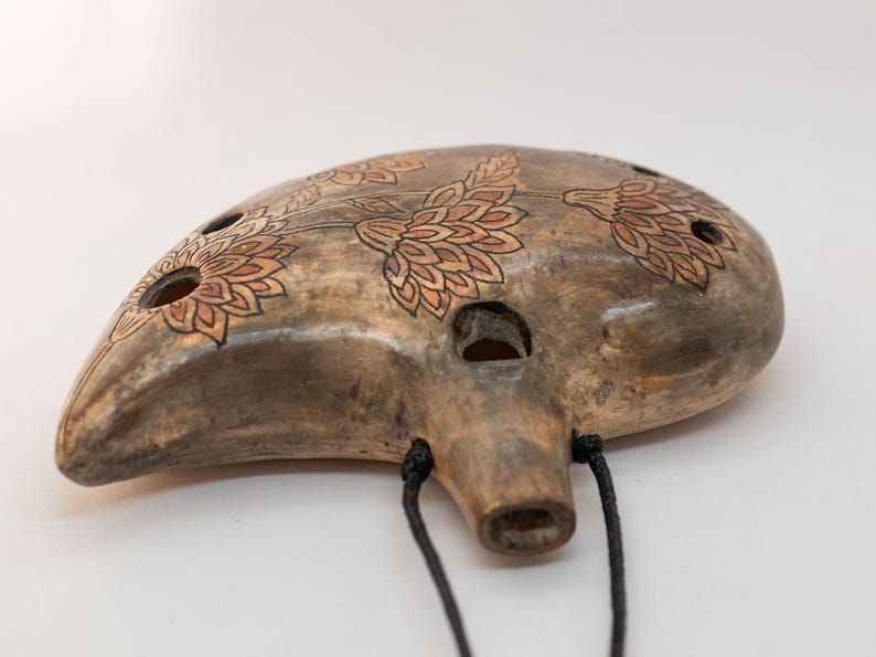 Ceramic Ocarina Night Song of Summer Grass. Handmade Musical Instrument ...