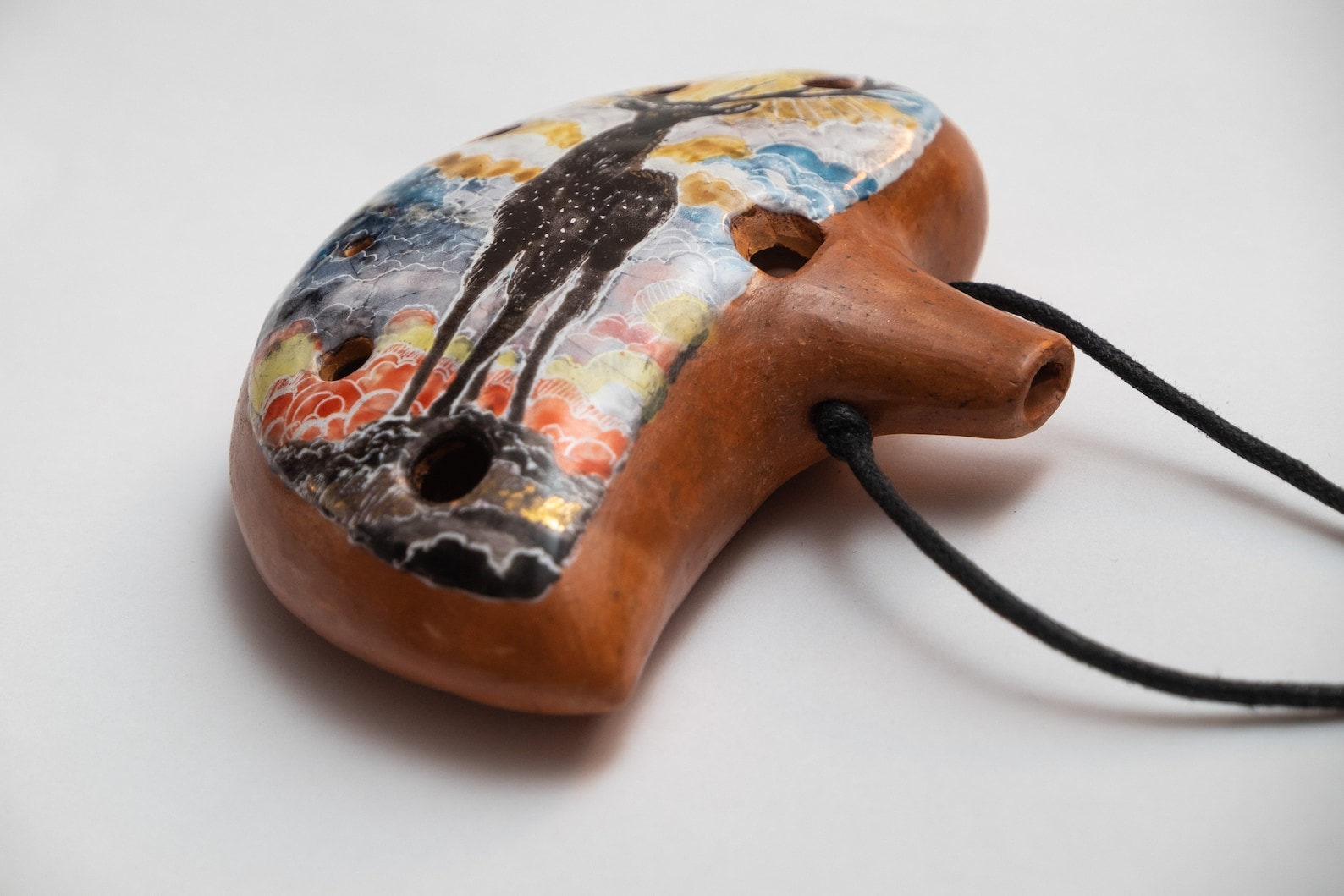 Ceramic Ocarina Deer at Sunset. Clay Flute Hand Painted. Wind ...