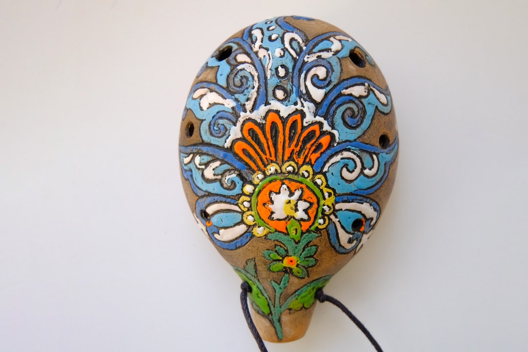 Ceramic Ocarina Spring Flower. Handmade Engraved Clay Flute With ...
