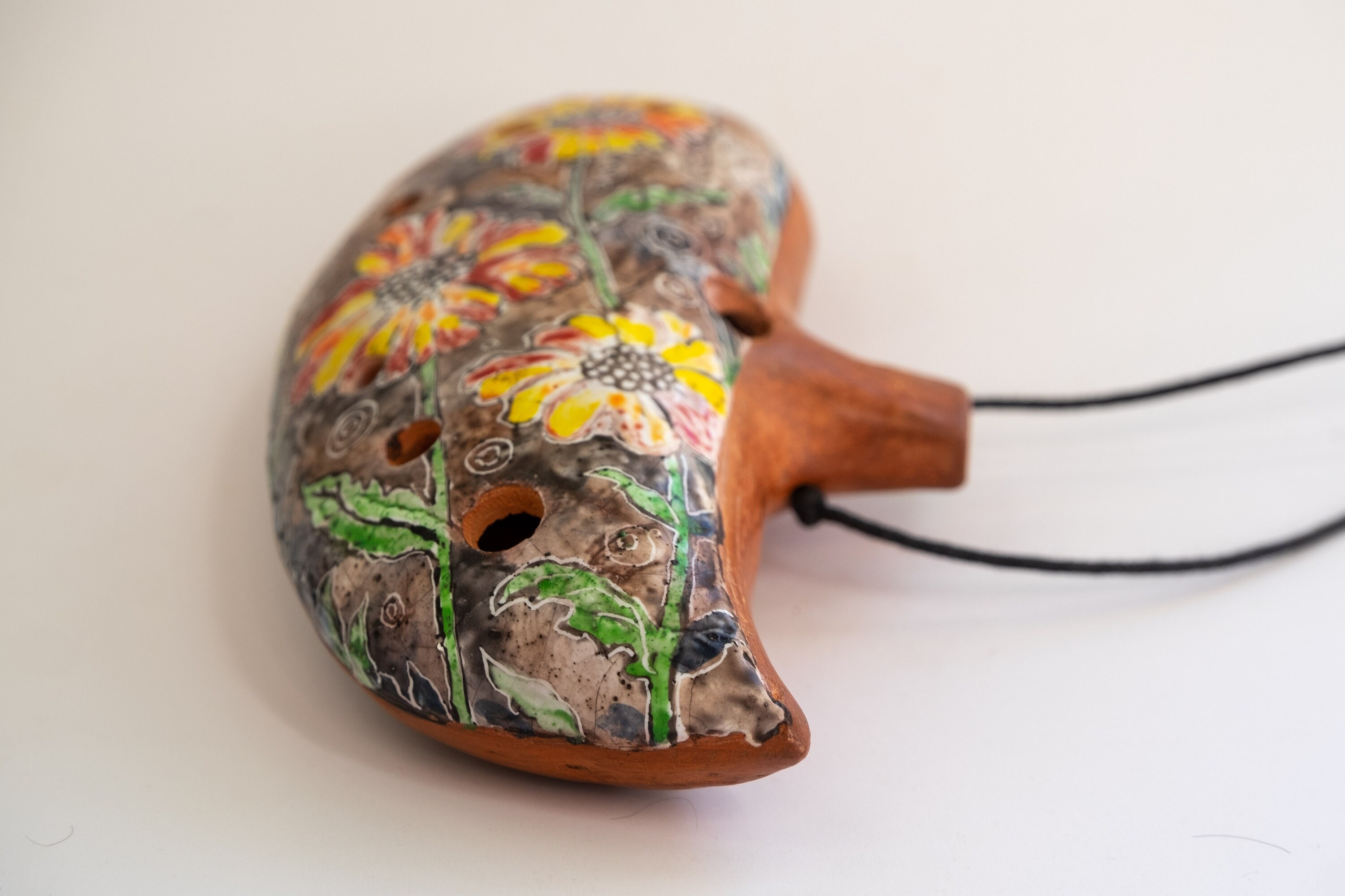 Ceramic Ocarina: Hand-painted Floral Clay Flute Necklace - Etsy