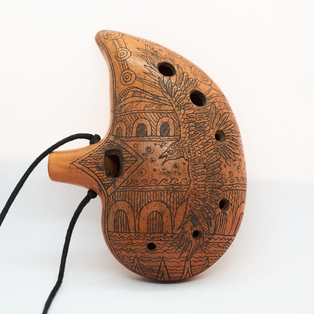 Ceramic Ocarina Raven in Wonderland. Handmade Clay Flute With Engraved ...