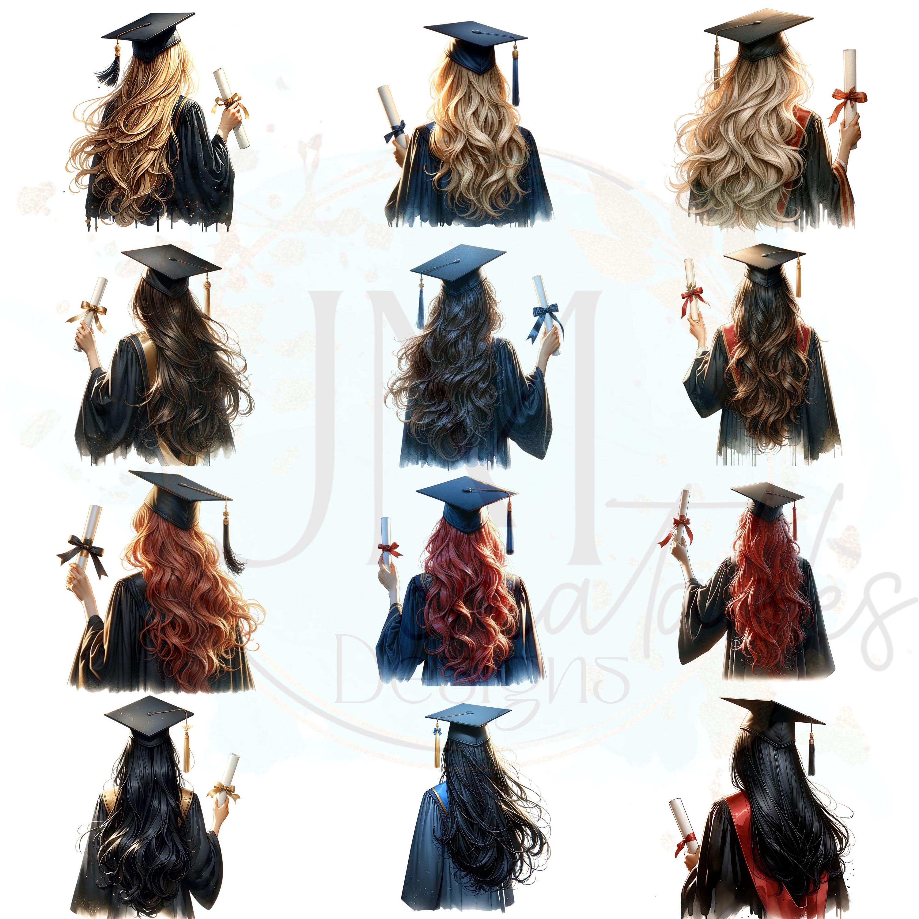 Graduation Clipart Set, Graduate Girl, Watercolor Graduation Clip Art ...