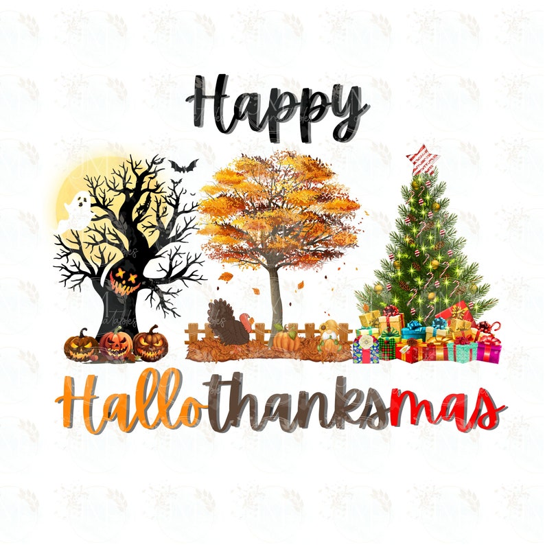 Happy Hallothanksmas PNG , Halloween Image , Thanksgiving Designs ...