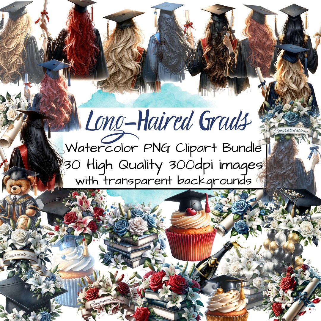 Graduation Clipart Set, Graduate Girl, Watercolor Graduation Clip Art ...