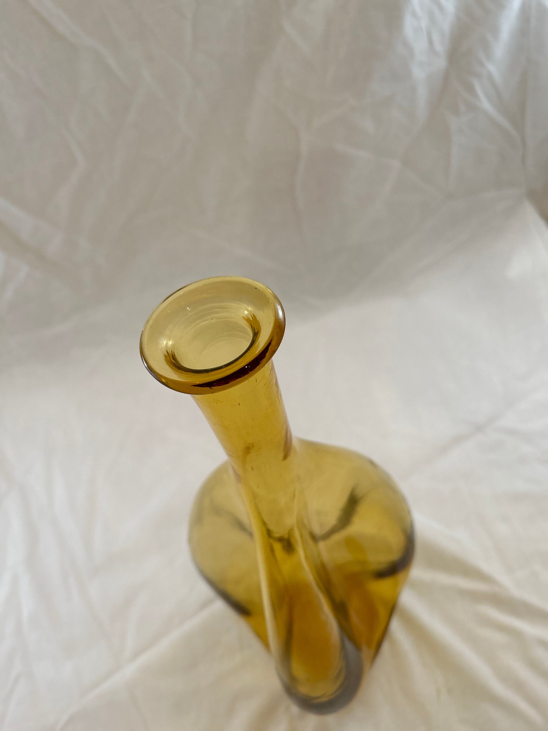 Vintage Mid Century Blenko-style Pinched Glass Decanter Amber - Etsy