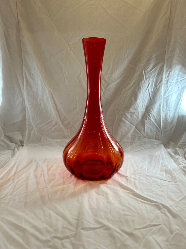 Vintage Groovy Orange/red Amberina Glass Floor Vase - 20" Tall - Etsy