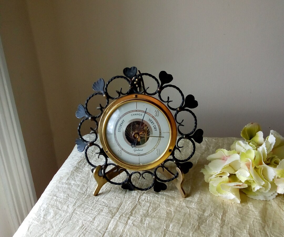Stylish Vintage Barometer Art Nouveau Gischard Hearts & Flower Design ...