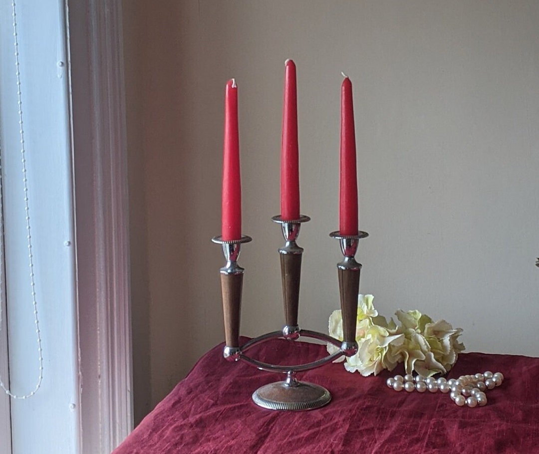 Vintage English Lanthe Mid Century Triple Cup Candelabra/candle Holder ...