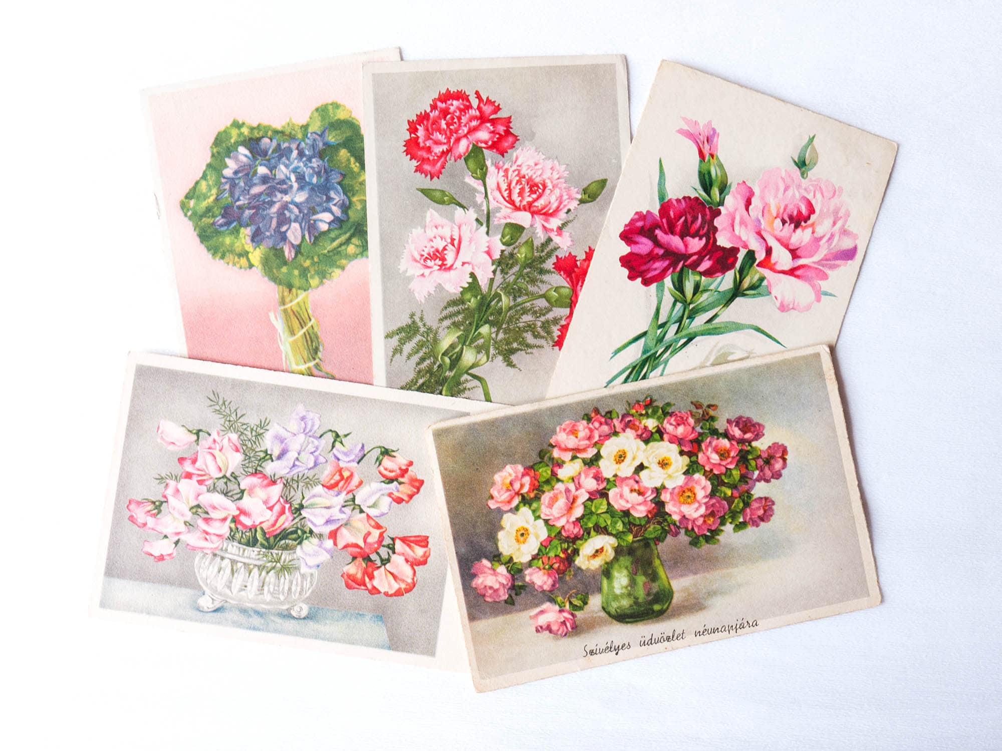 15 Mid-century Flower Greeting Cards, Vintage Postcard Collection ...