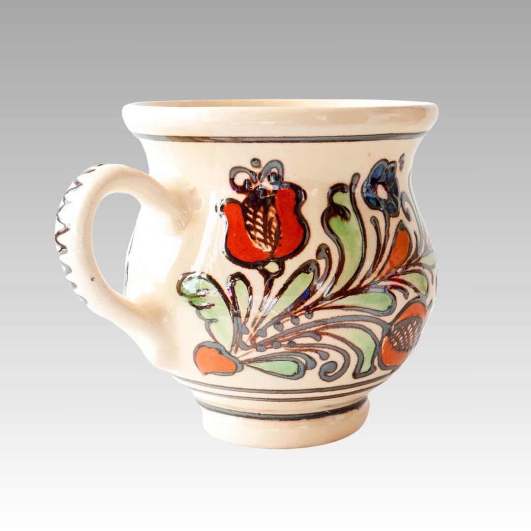 Handpainted Korond / Corund Ceramic Jug With Bird Motive, Traditional ...