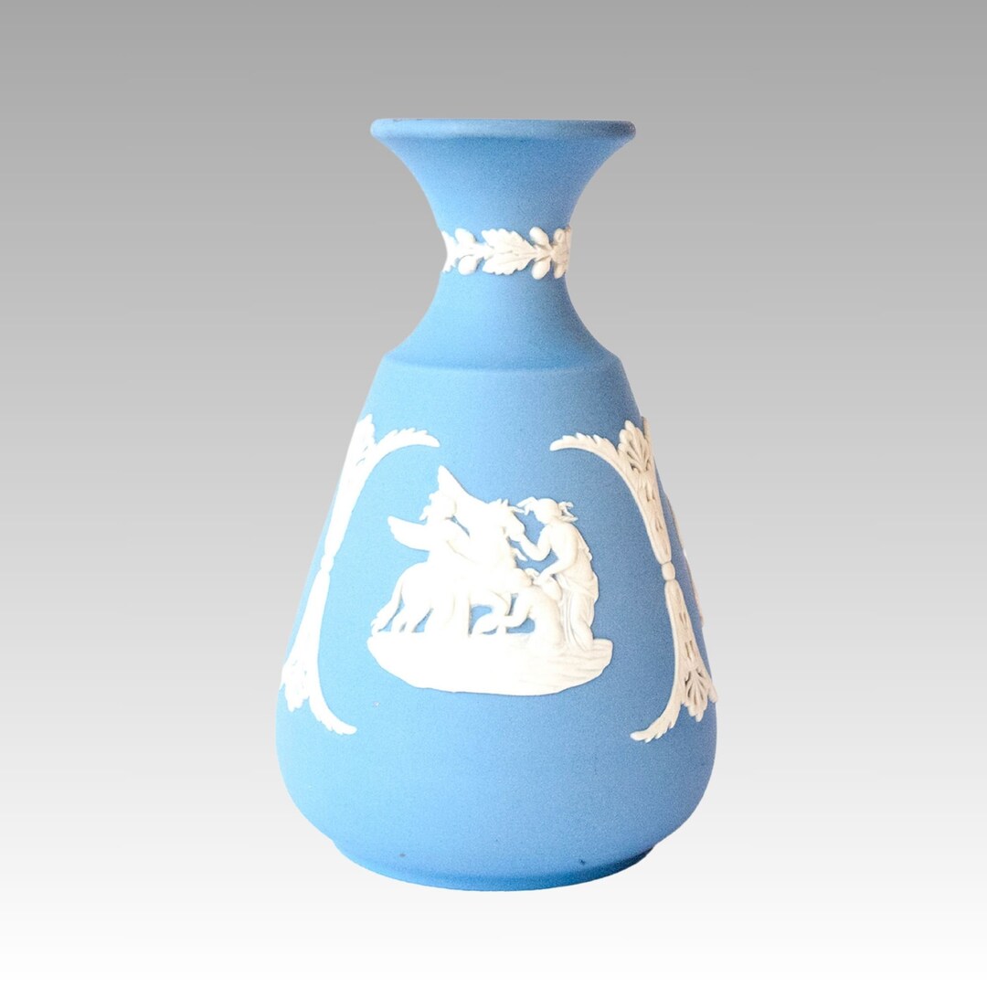 Wedgwood Light Blue Jasperware Vase With Neoclassical Scenes ...